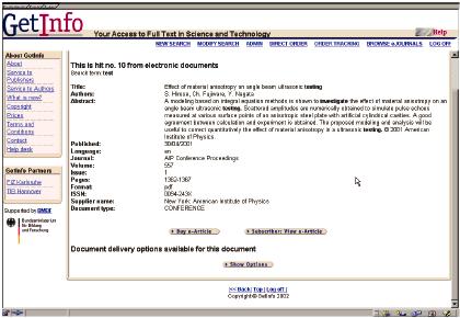 Die Leistungen des neuen Informationsportals GetInfo aus der Sicht ...